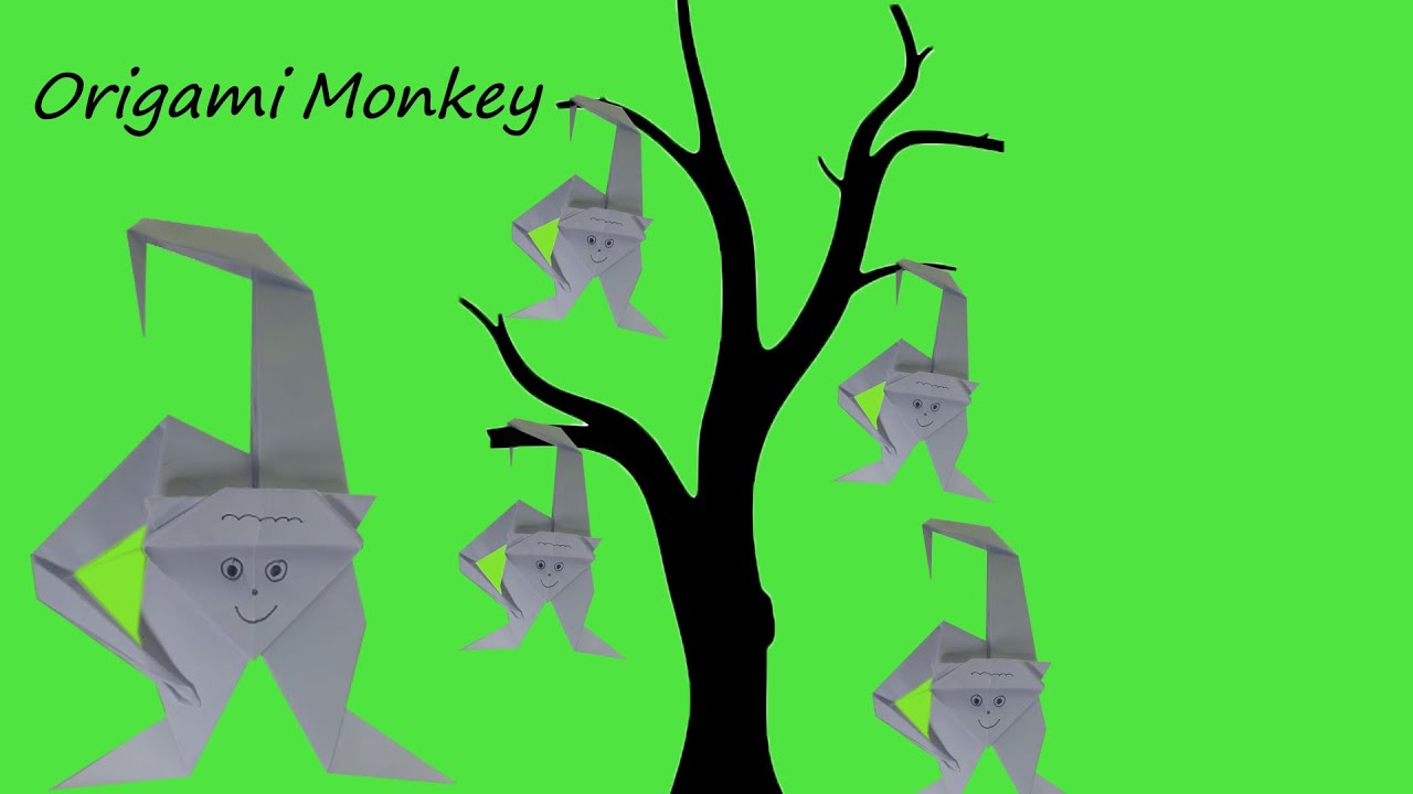 How to make paper monkey easy - origami monkey - diy paper monkey ...