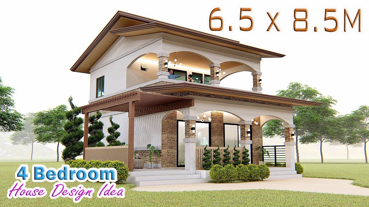 HOUSE DESIGN IDEA | 4 Bedroom House | 6.5 x 8.5 meters | Pinoy House ...