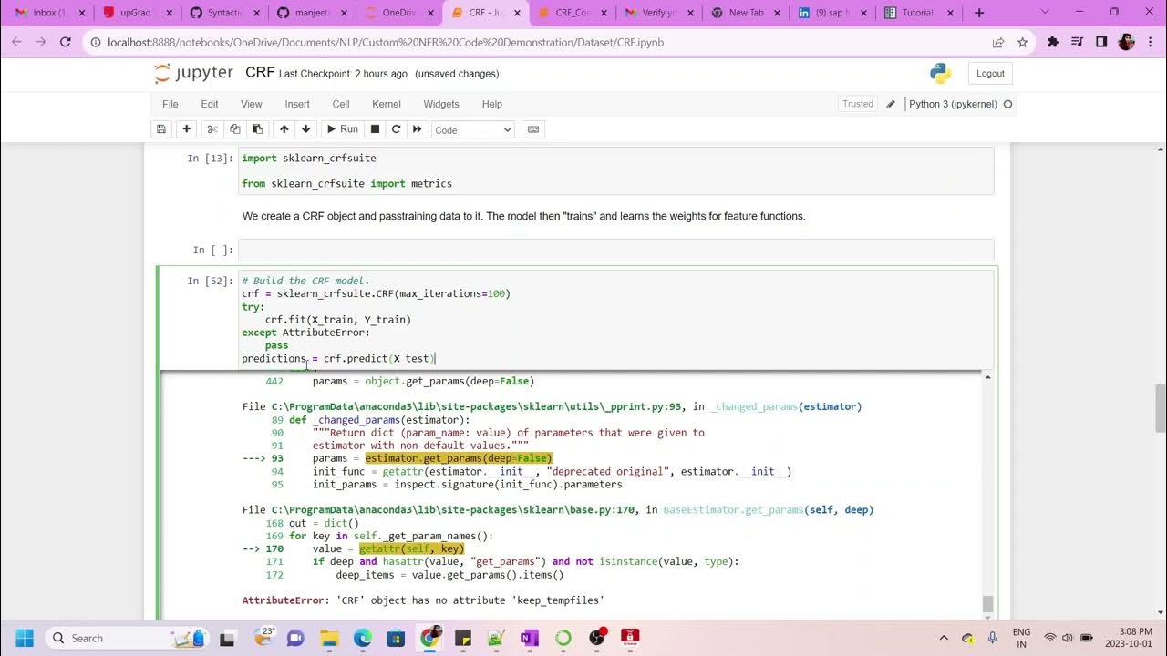 Python | AttributeError: 'CRF' object has no attribute 'keep_tempfiles' - YouTube