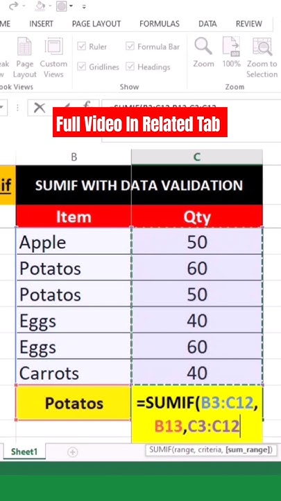 Sumif With Data Validation 2k24 New Trick In Ms Excel Exceltricksandtips Viral Dataexceltech