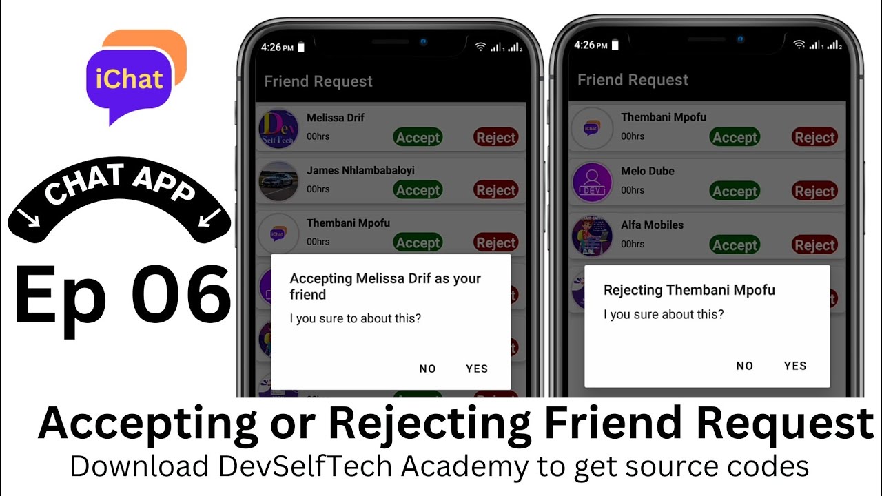How to Accept or Reject Friend Request. iChat E06~DevSelfTech - YouTube