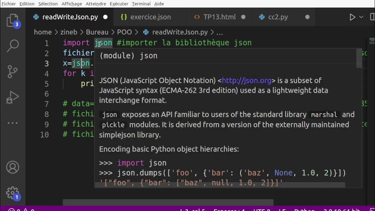 POO en python : utiliser un fichier json - YouTube
