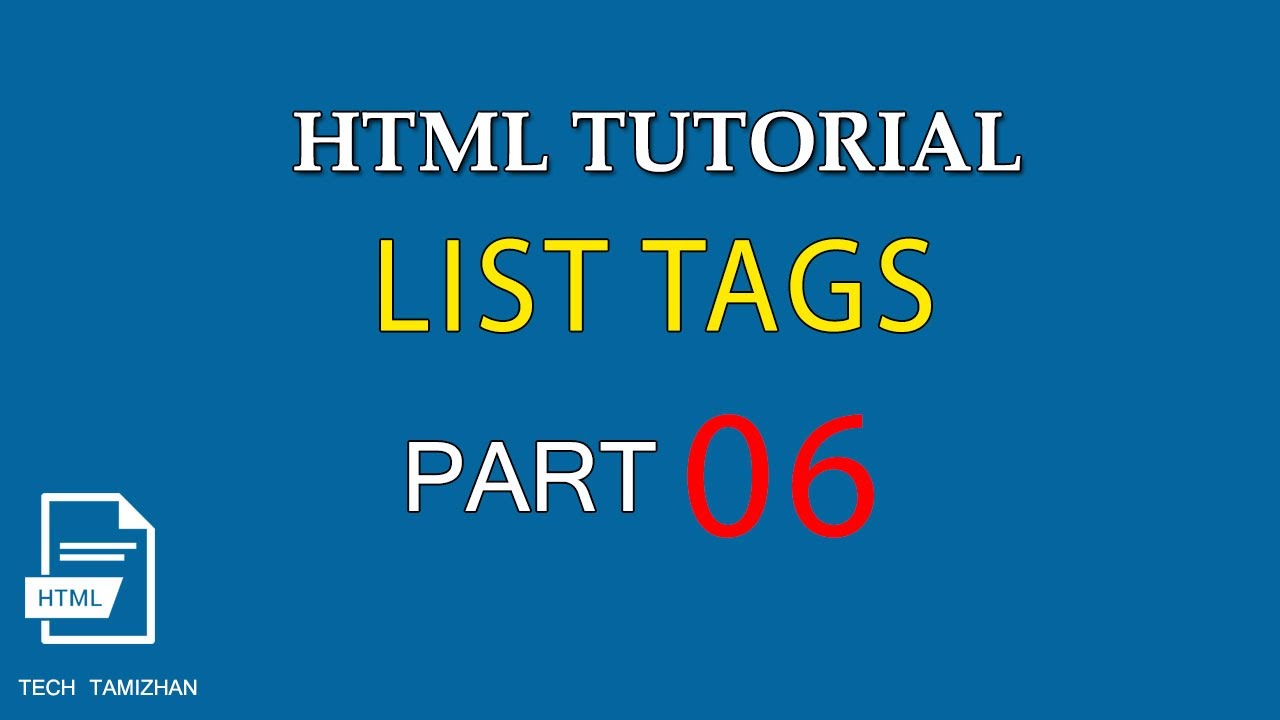 Html Tutorial For Beginners Tamil 06 Html List Tags Youtube 2398