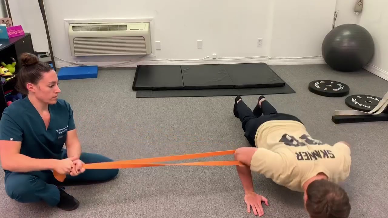 Resisted Push Ups with Lateral Elbow Perturbations - YouTube