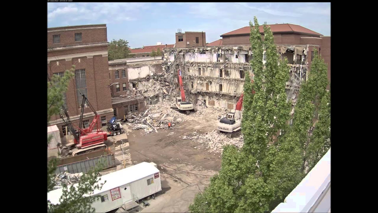 Engineering Administration Building (ENAD) building demolition. - YouTube