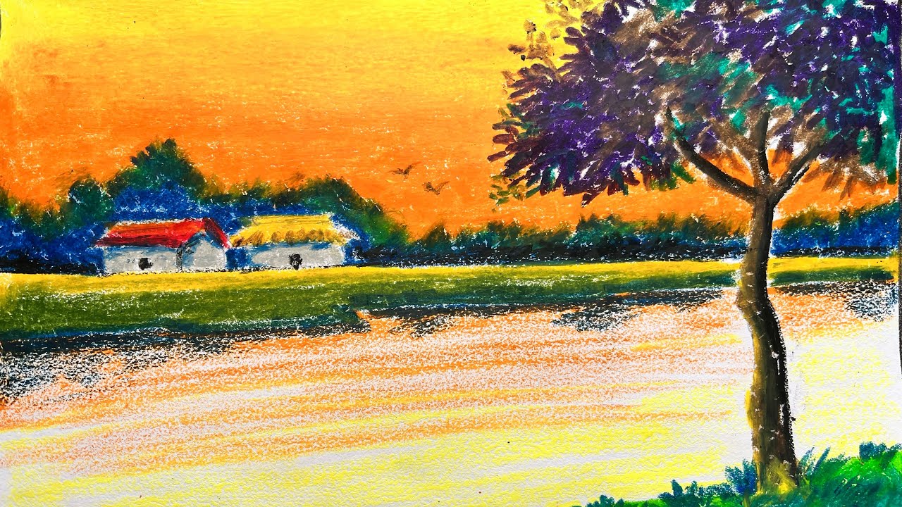 Creative scenery with simple colour mixing // Easy scenery drawing // # ...