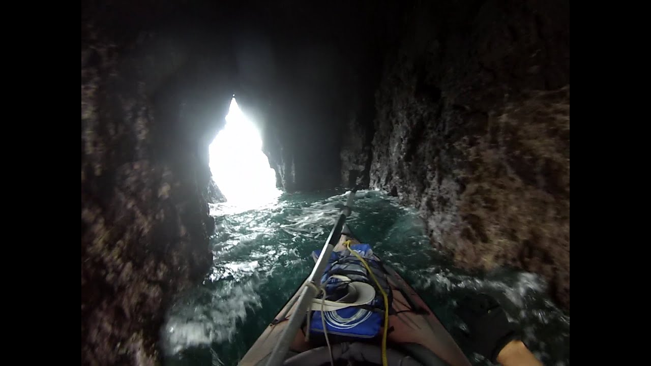 Kayaking through the caves of the Arch Rock (Anacapa) - YouTube