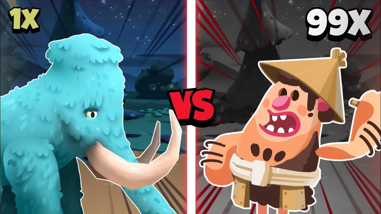 Dino Bash 2 Travel Thru Time - Mammoth 1x Vs Caveman Base Neander 99x ...