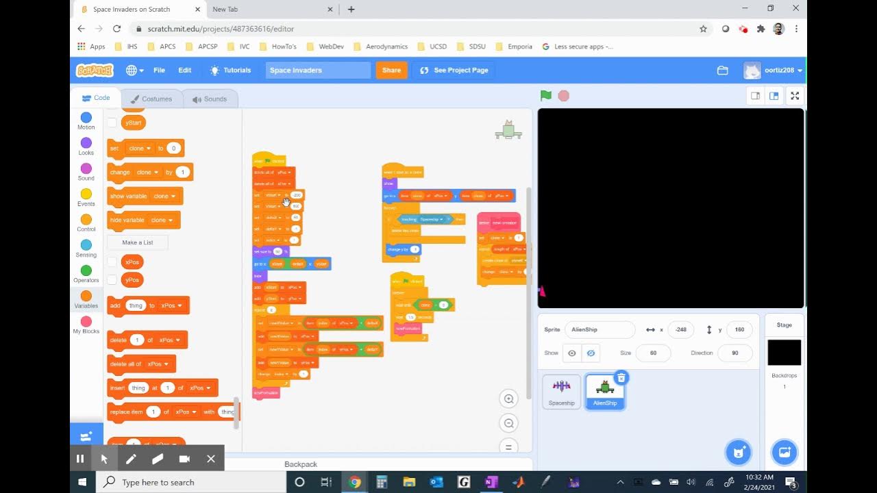 Scratch - Space Invaders Lists Tutorial 14 - YouTube