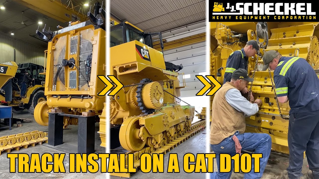 Installing the track on a CAT D10T Crawler Tractor - YouTube