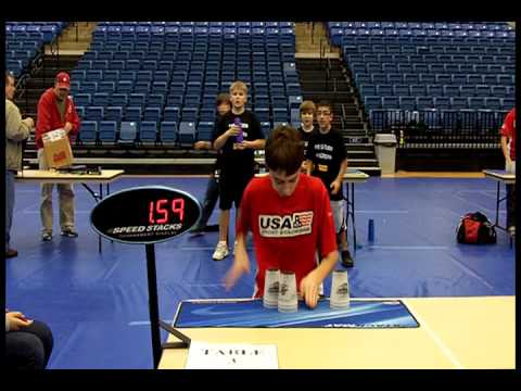 Sport Stacking Individual 3-3-3 World Record William Orrell 1.59 - YouTube