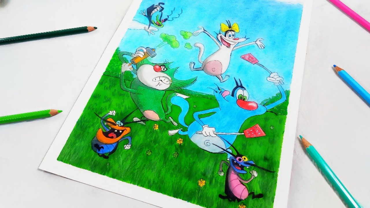 oggy and the cockroaches all characters drawing | oggy and the ...