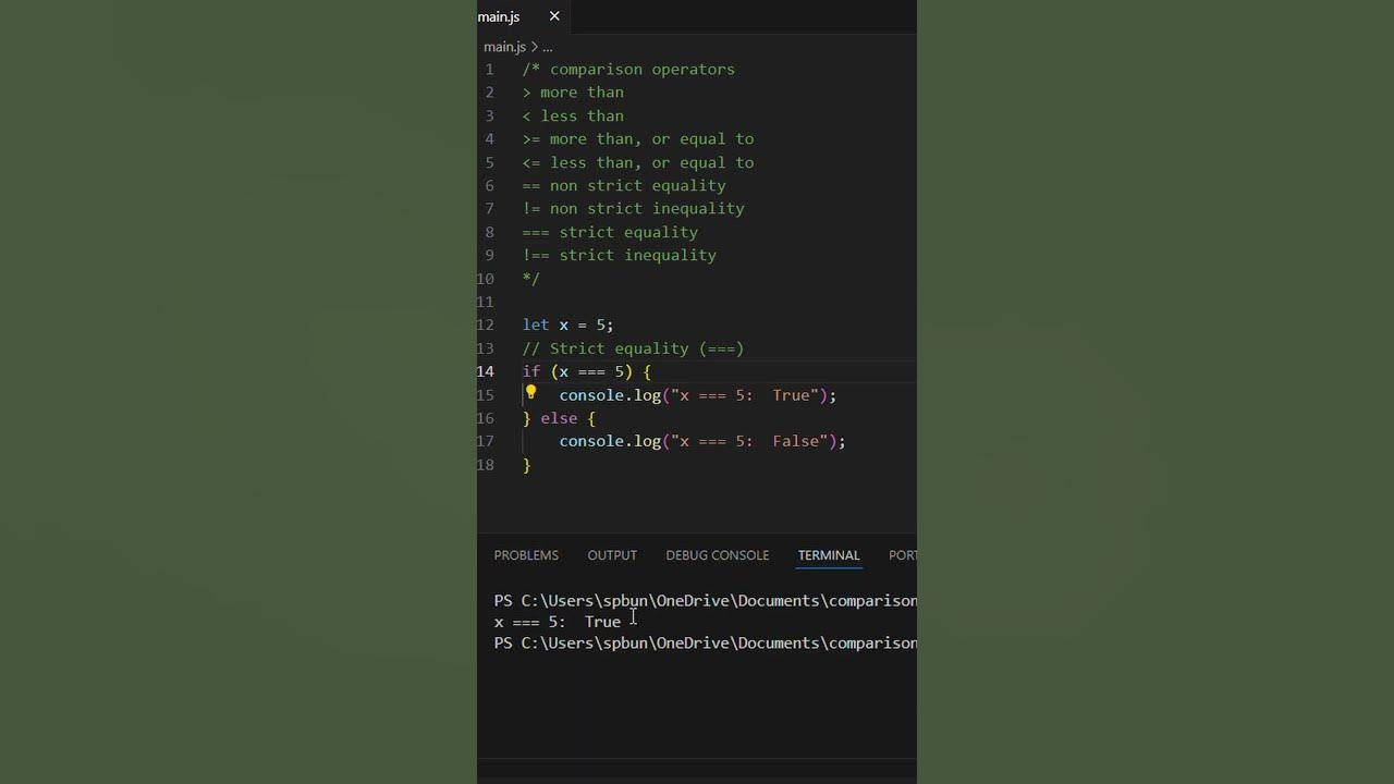 Strict Equality Operator #logicaloperators #javascript #coding - YouTube