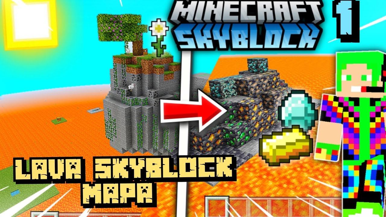 MELHOR MAPA DE LAVA SKYBLOCK NO MINECRAFT PE 1.19 !! - YouTube
