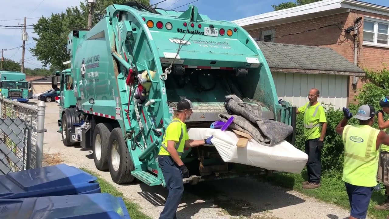 Homewood Disposal McNeilus Rear Loader Garbage Trucks Packing Bulk ...