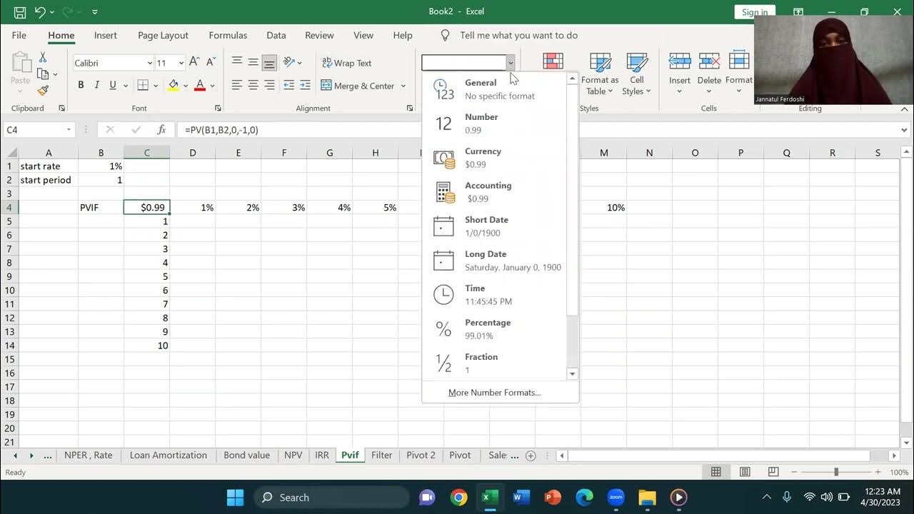 How to solve IRR, PVIF in Microsoft excel - YouTube