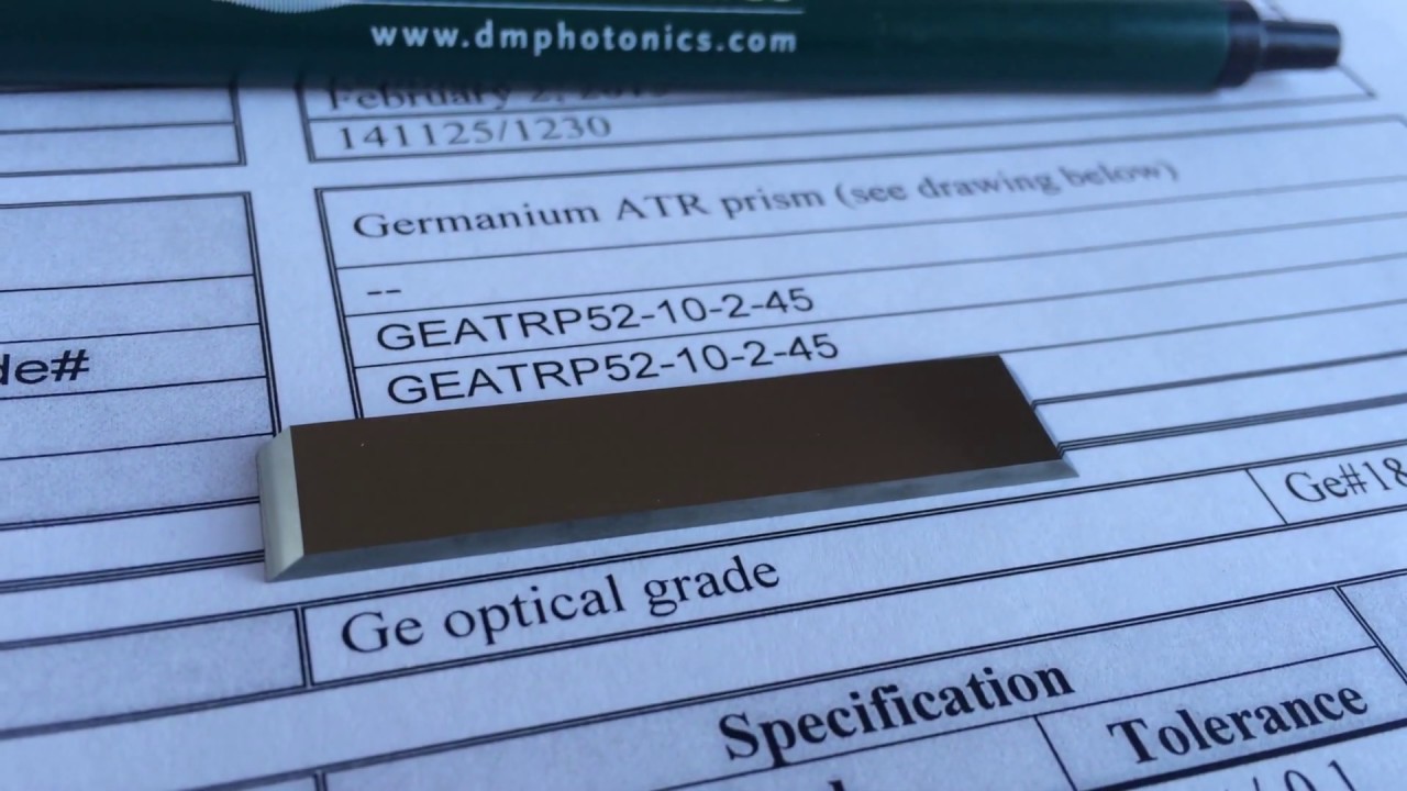 Germanium prism for infrared ATR-FTIR spectroscopy - sales@dmphotonics ...