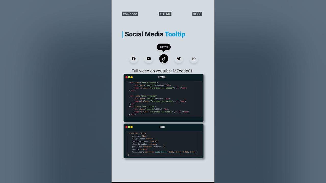 Create Stunning CSS Social Media Tooltips Animation (Easy Tutorial + Free Code!) #coding # ...