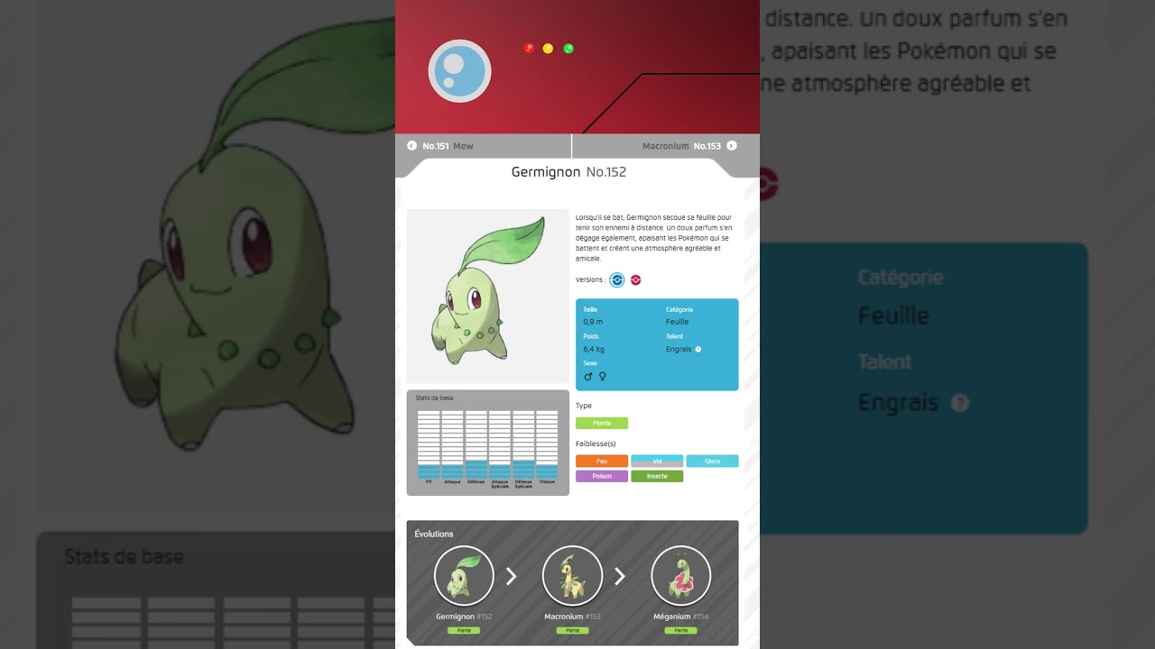 Pokémon 152 Germignon - projet POKÉDEX - YouTube