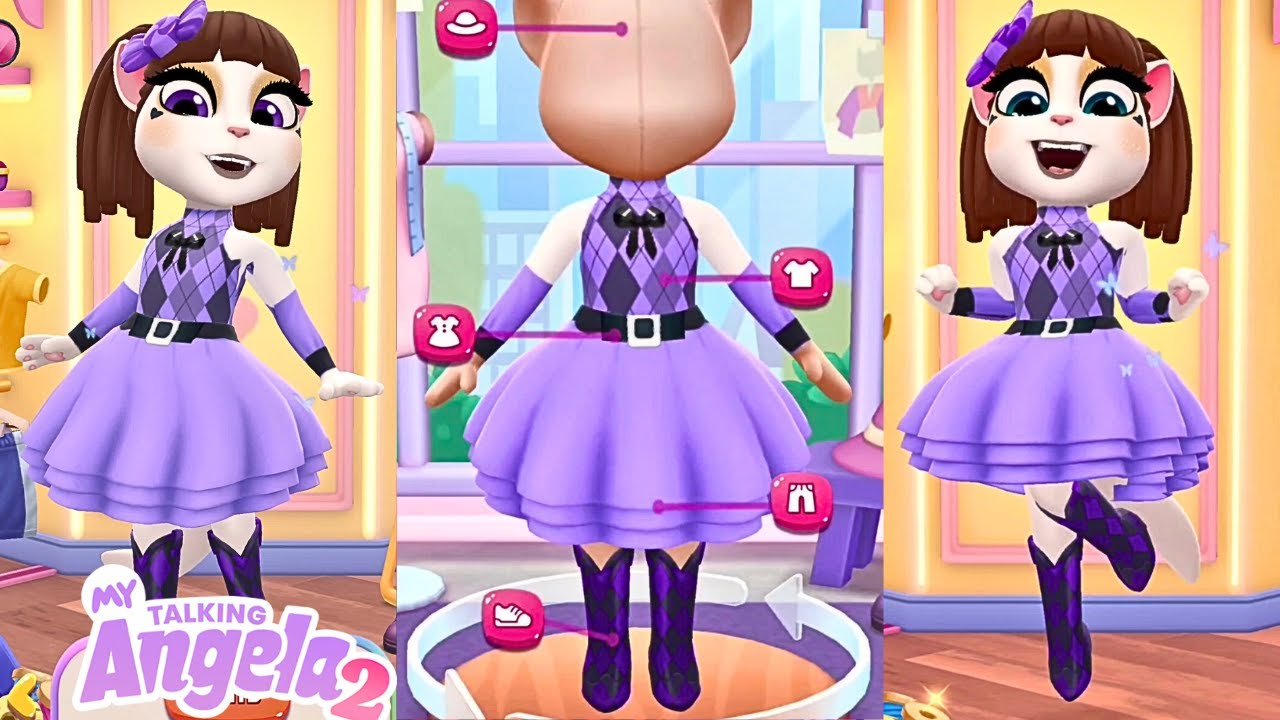 WOW, New Amazing Purple Dress 😍👗💄👠My Talking Angela 2 Gameplay ...