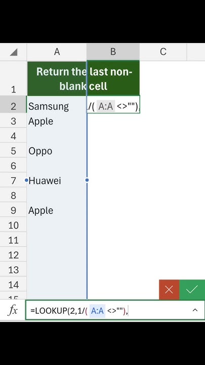 Return the last non-blank cell #exceltips #exceltricks - YouTube