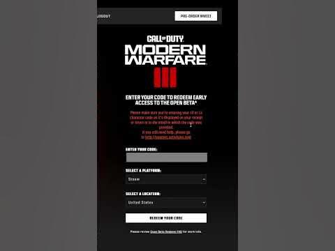 How to REDEEM MW3 Beta Code (PC/STEAM) - YouTube