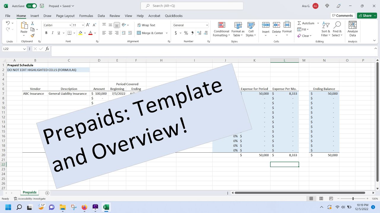 Prepaids: Template and Overview - YouTube