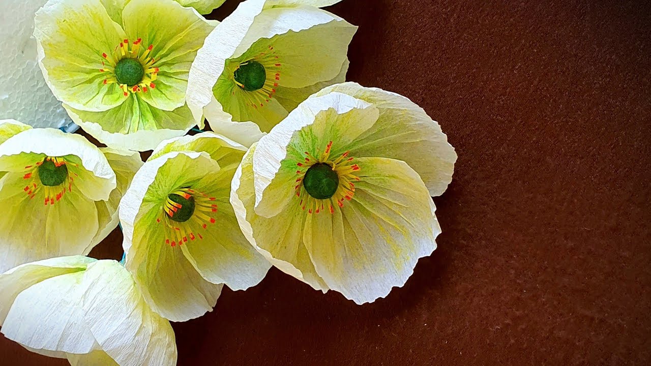 How to make poppies by crepe paper - YouTube