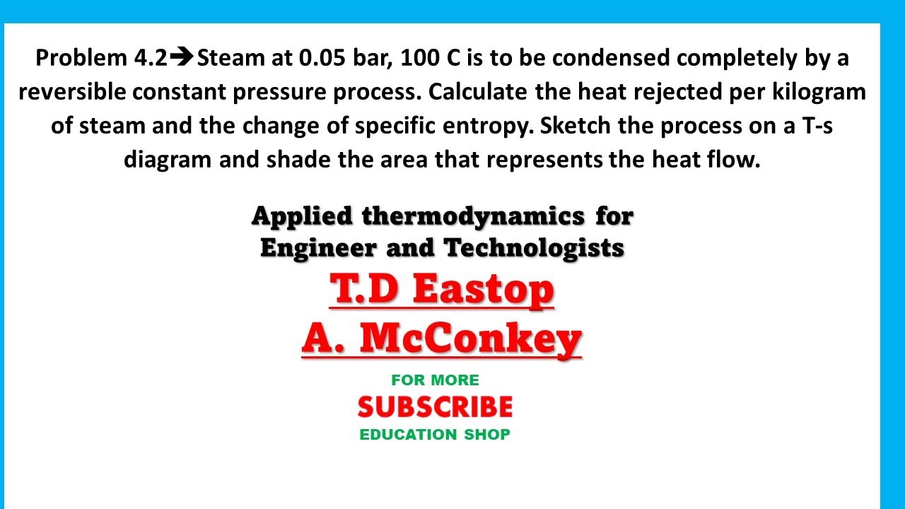 Problem 4.2 Calculate the heat rejected per kg of steam and the change ...