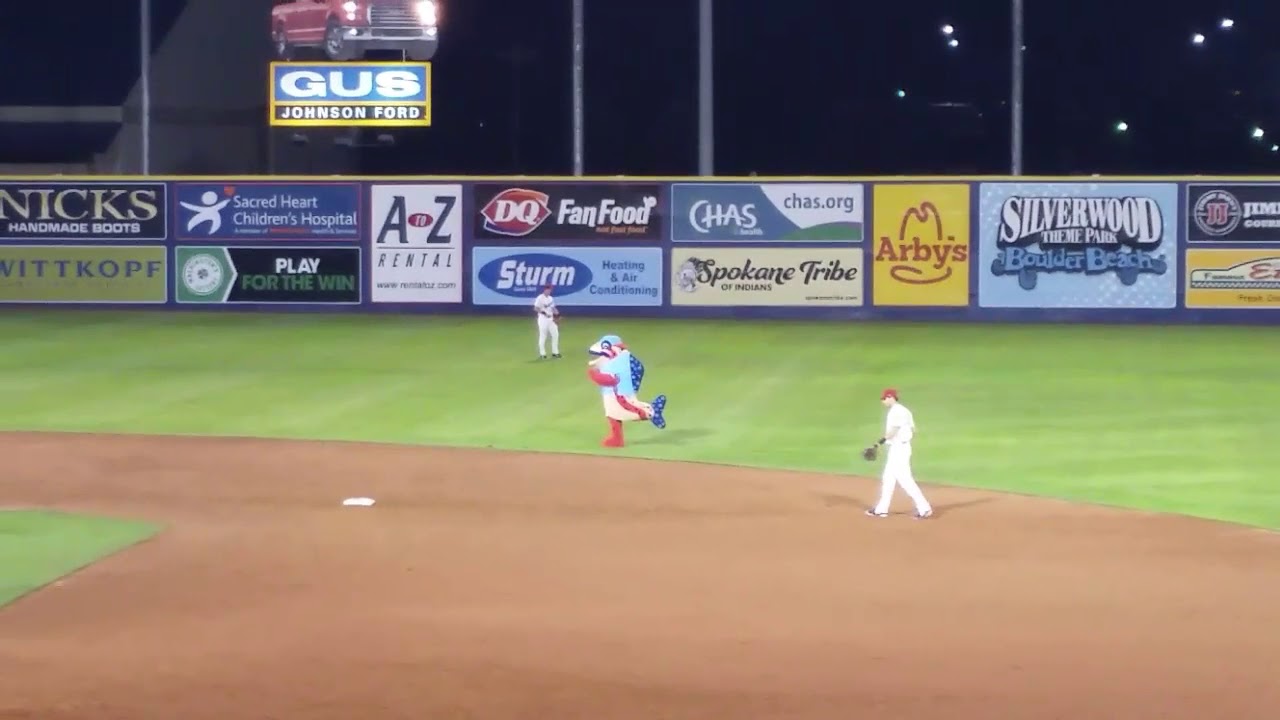 Spokane Indians Redband Fish Mascot - YouTube