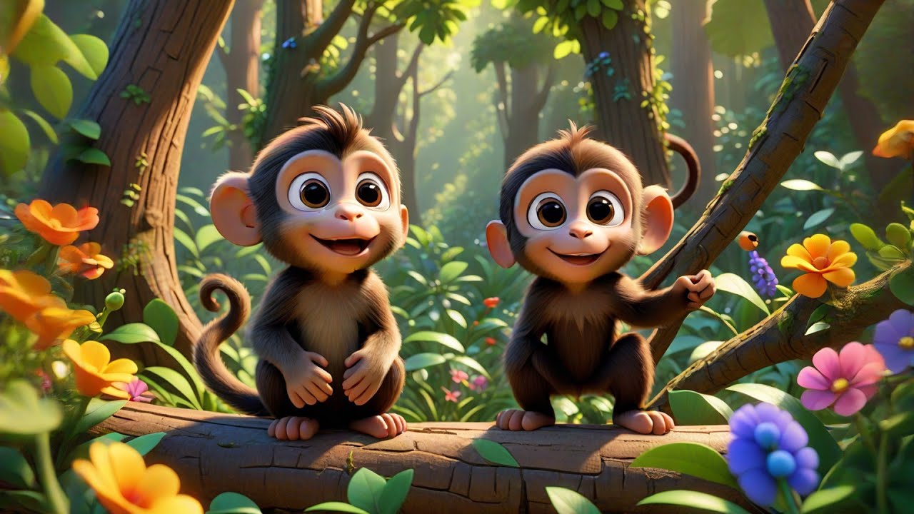 Five Baby Monkeys Climb a Tree | Fun Kids Song | Toddler Learning and ...