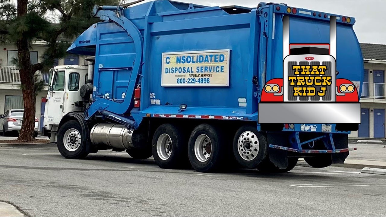 Garbage trucks of San Diego California with Waste Management and many ...