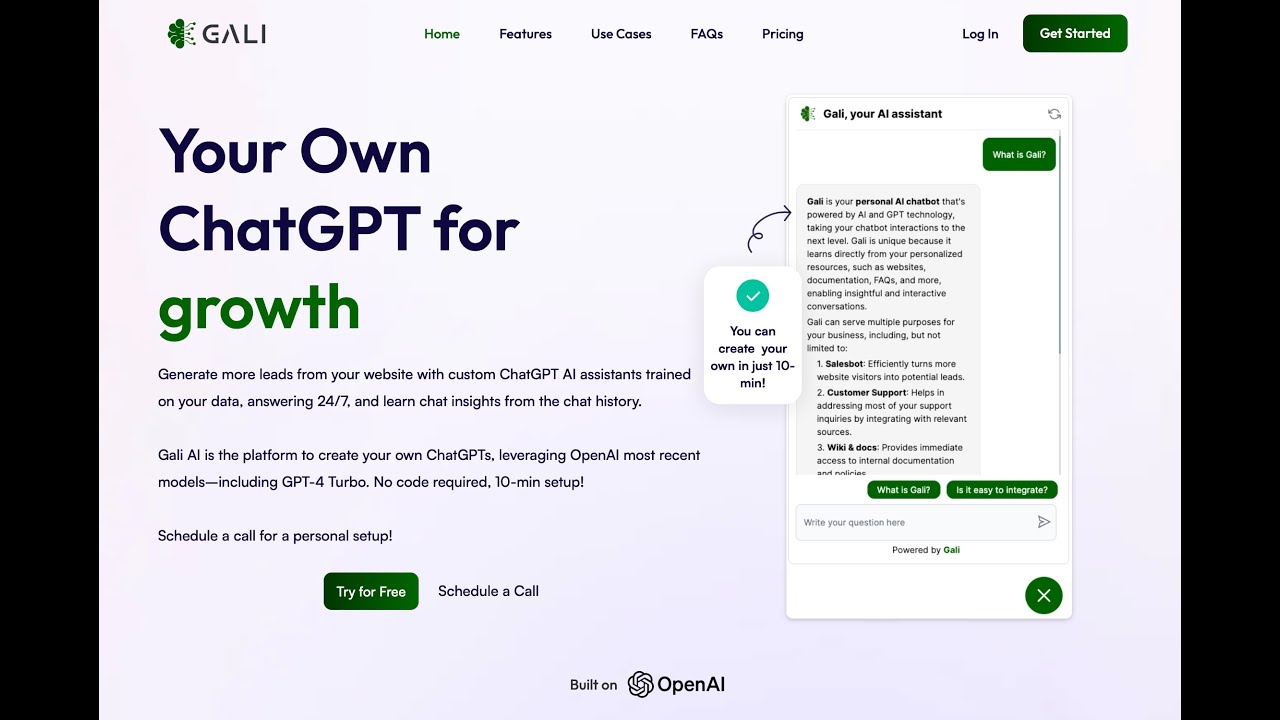 Gali AI - Product Video Preview: Create a Custom ChatGPT Chatbot trained on your data - YouTube