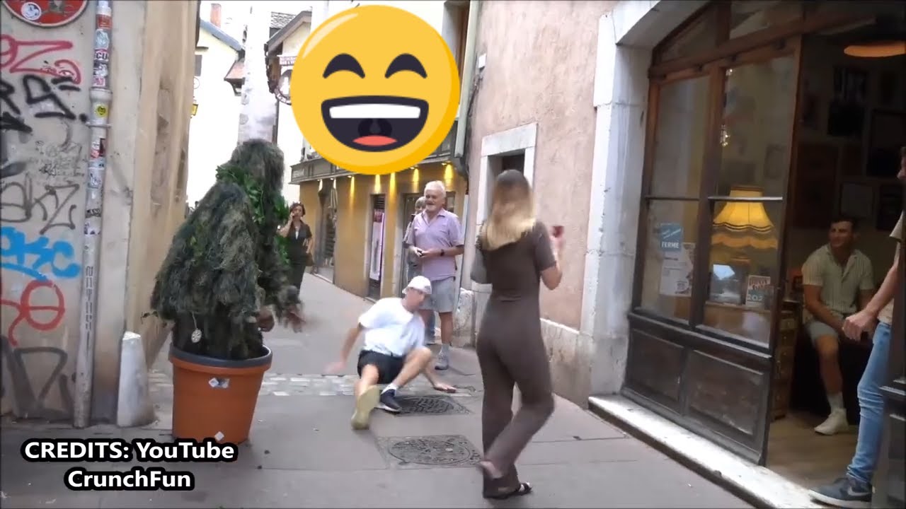 Bushman prank in France. He fell down - YouTube