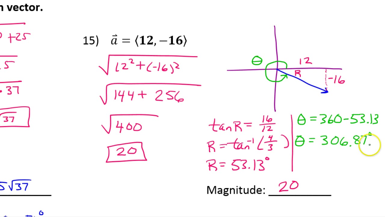 Day 12 CW HW (10 to 17) Vector Magnitude, Direction, Addition ...