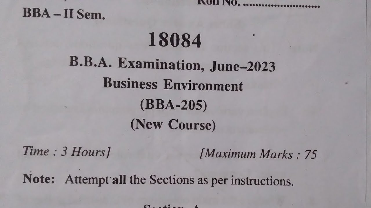 BBA 205, BUSINESS ENVIRONMENT PREVIOUS YEAR EXAM PAPER 2023 [ CCSU BBA ...