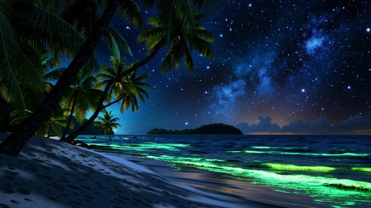 Starry Night Beach Waves ~ Gentle Ocean Sounds for Deep Sleep & Focus ...