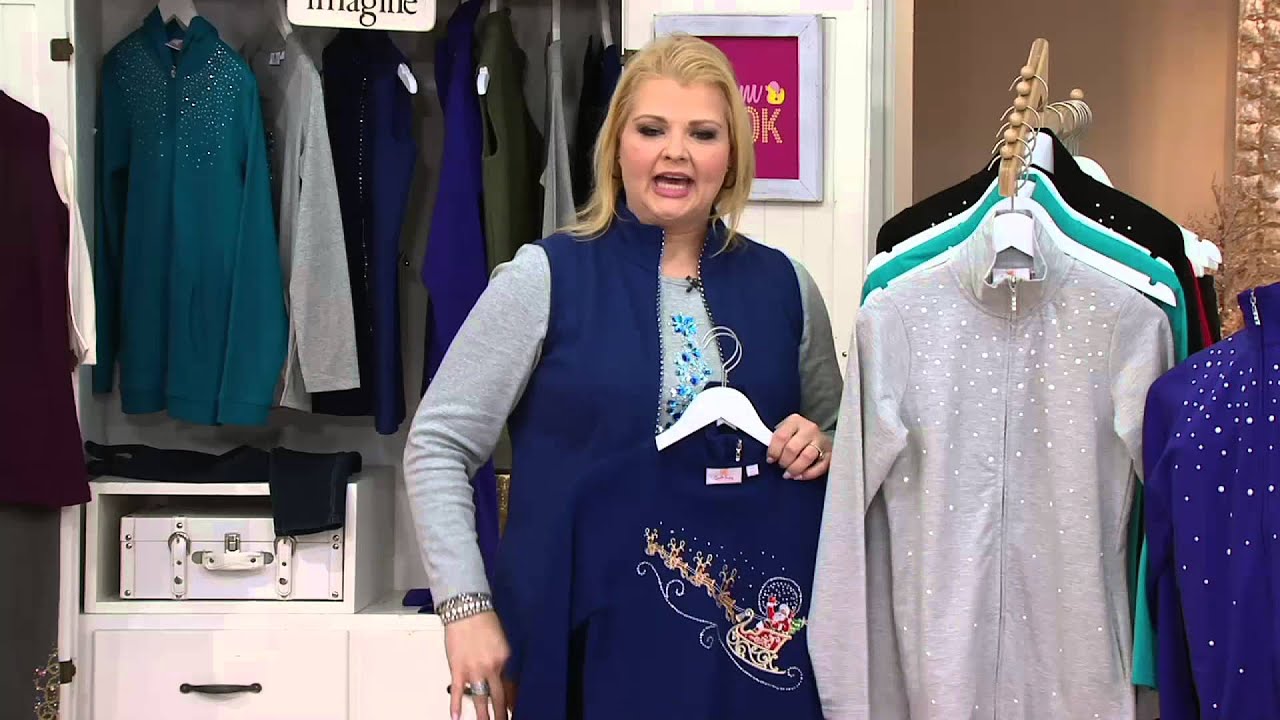 Quacker Factory Pearly Spray Zip Front Jacket and Pant Set on QVC - YouTube