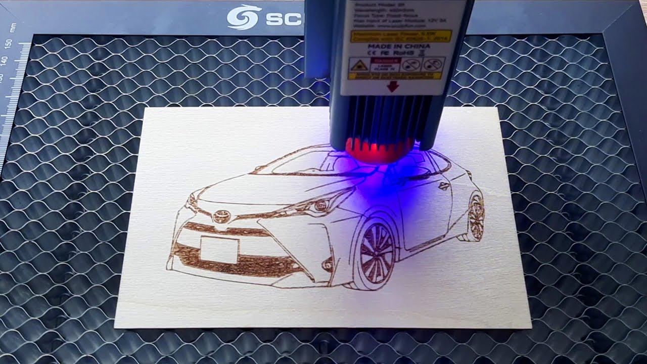 Toyota Car Engraved in Wood - Laser Engraving - YouTube