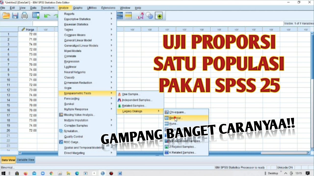 UJI PROPORSI SATU POPULASI PAKAI SPSS VERSI 25 - YouTube