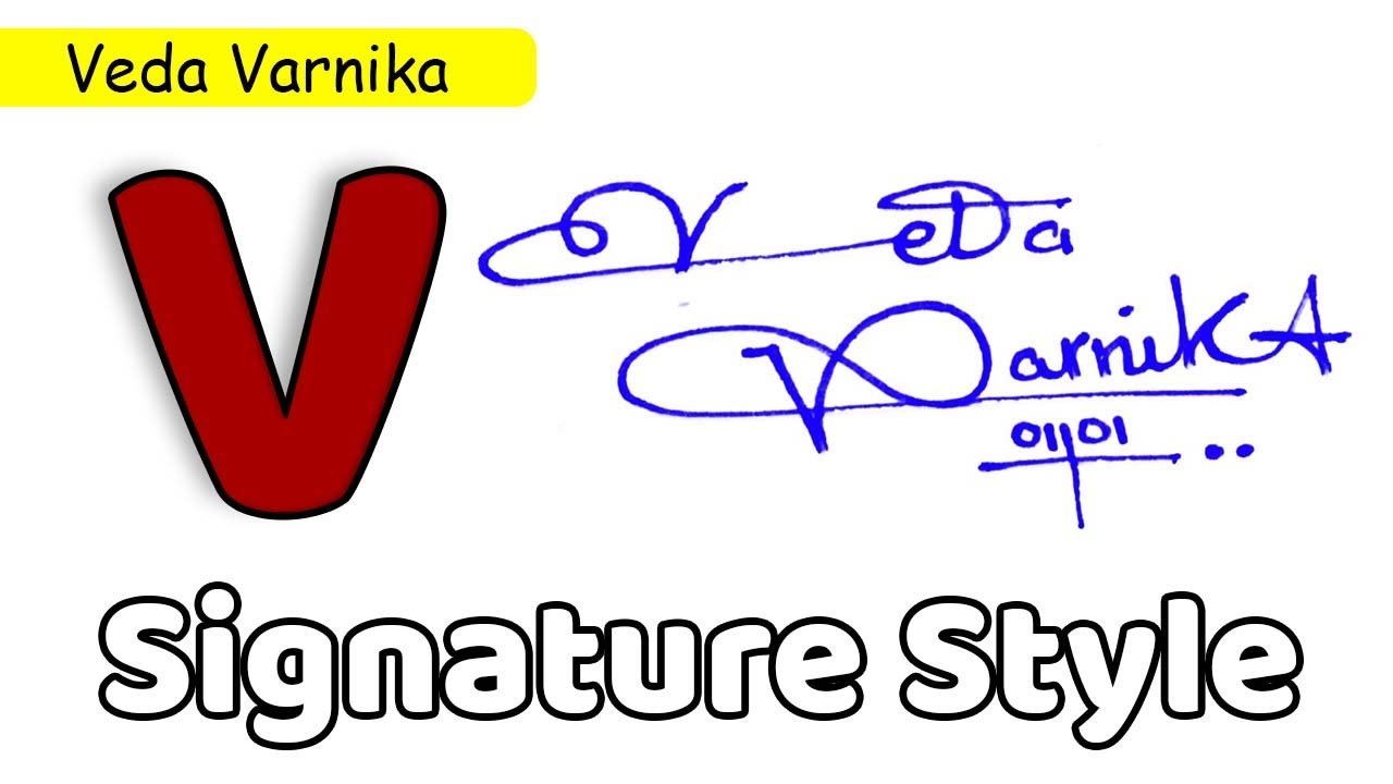 Veda Varnika Name Signature Style | V Signature Style | Signature Style ...