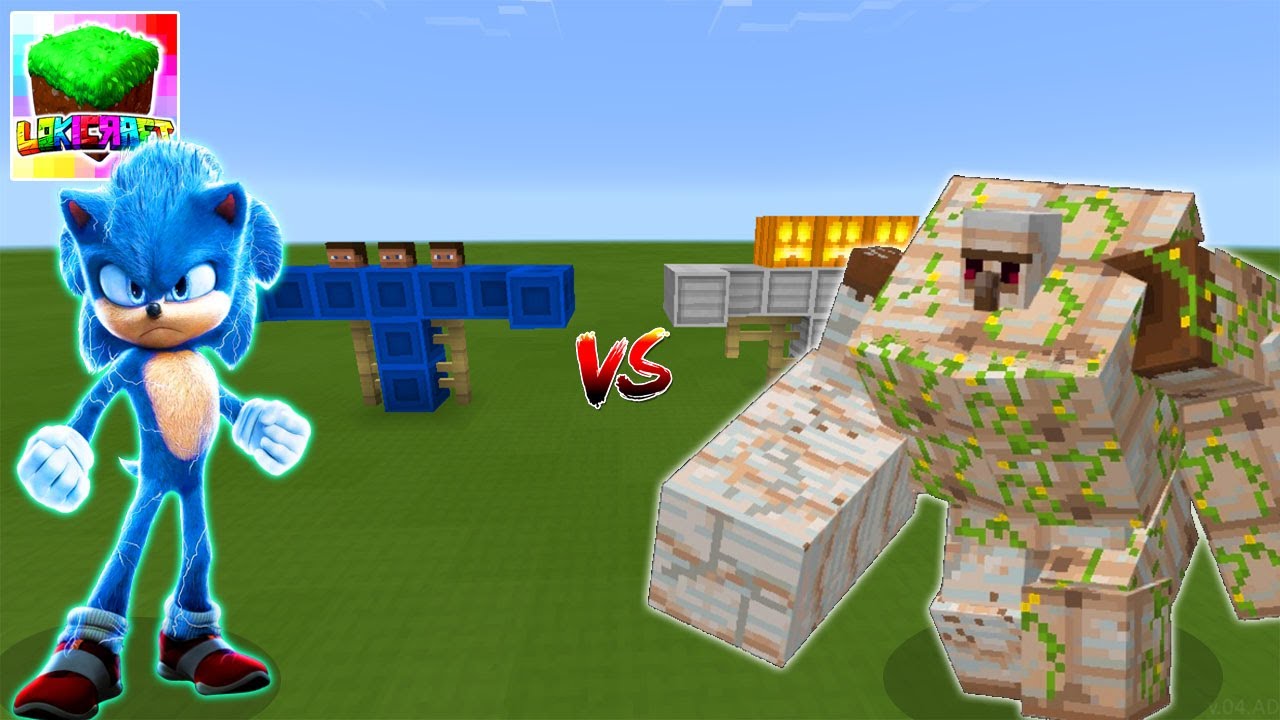SONIC 2 vs MUTANT IRON GOLEM in LOKICRAFT - YouTube