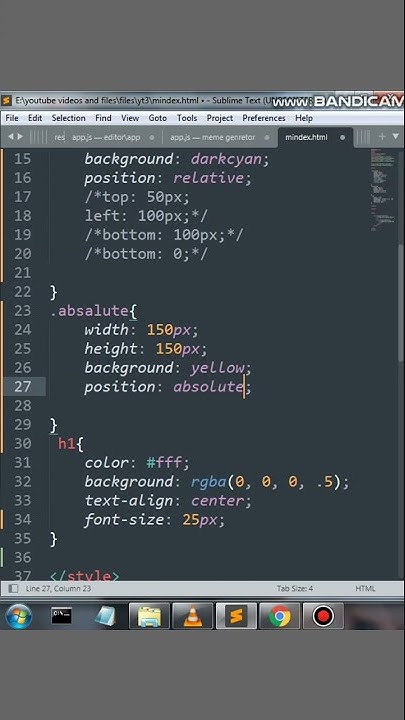 Position Relative And Absolute In Css Short Css Videos Html Css Shorts Youtube