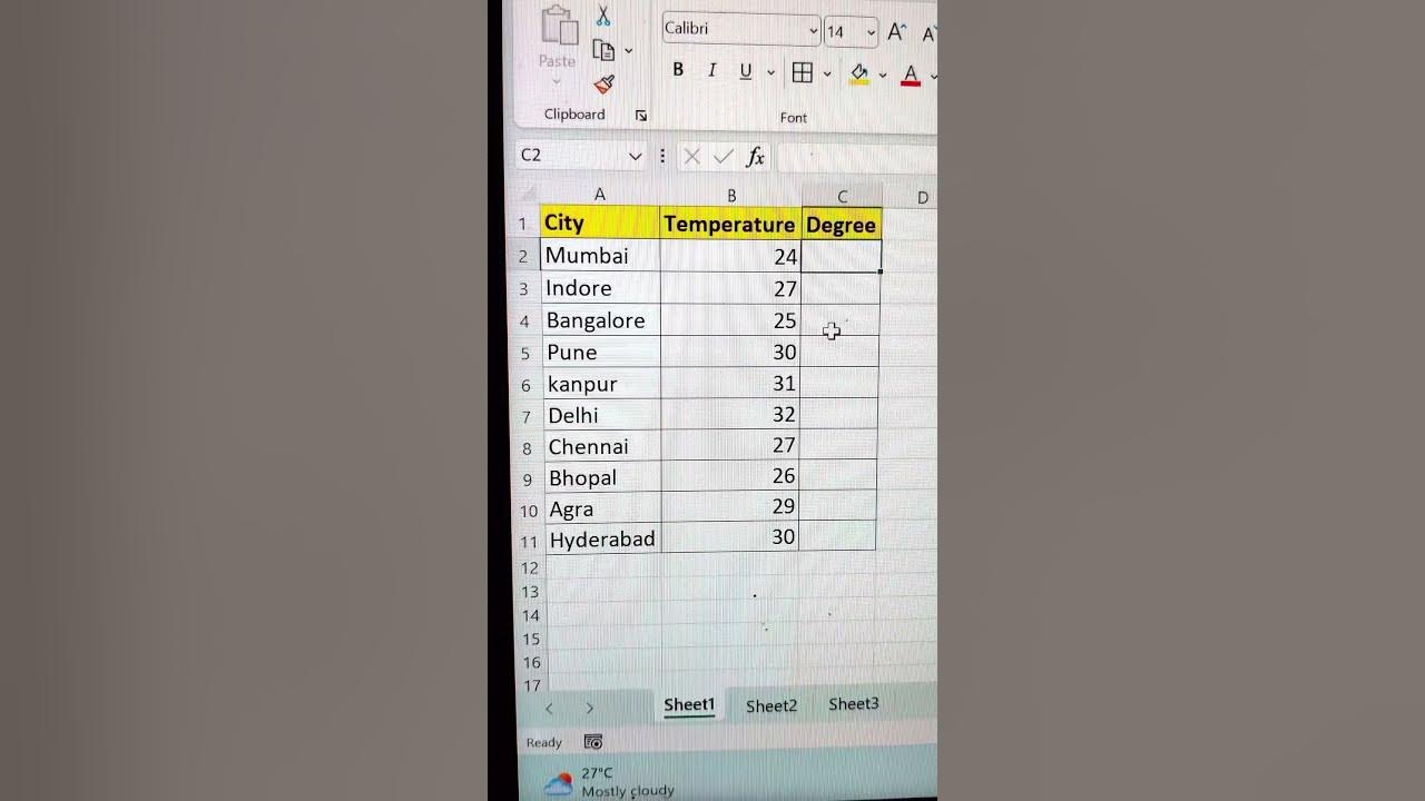 Add Degree Celsius In Temperatures 🔥 | Microsoft Excel Formulas 💯 #howto #exceltutorials # ...