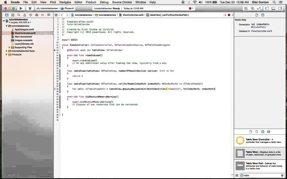 An Implementation Of A Simple Uitableview In Swift Youtube 2880
