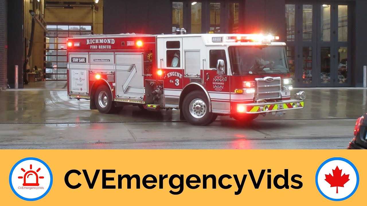 Richmond Fire-Rescue - Rescue 1 and Engine 3 Responding to Emergency ...