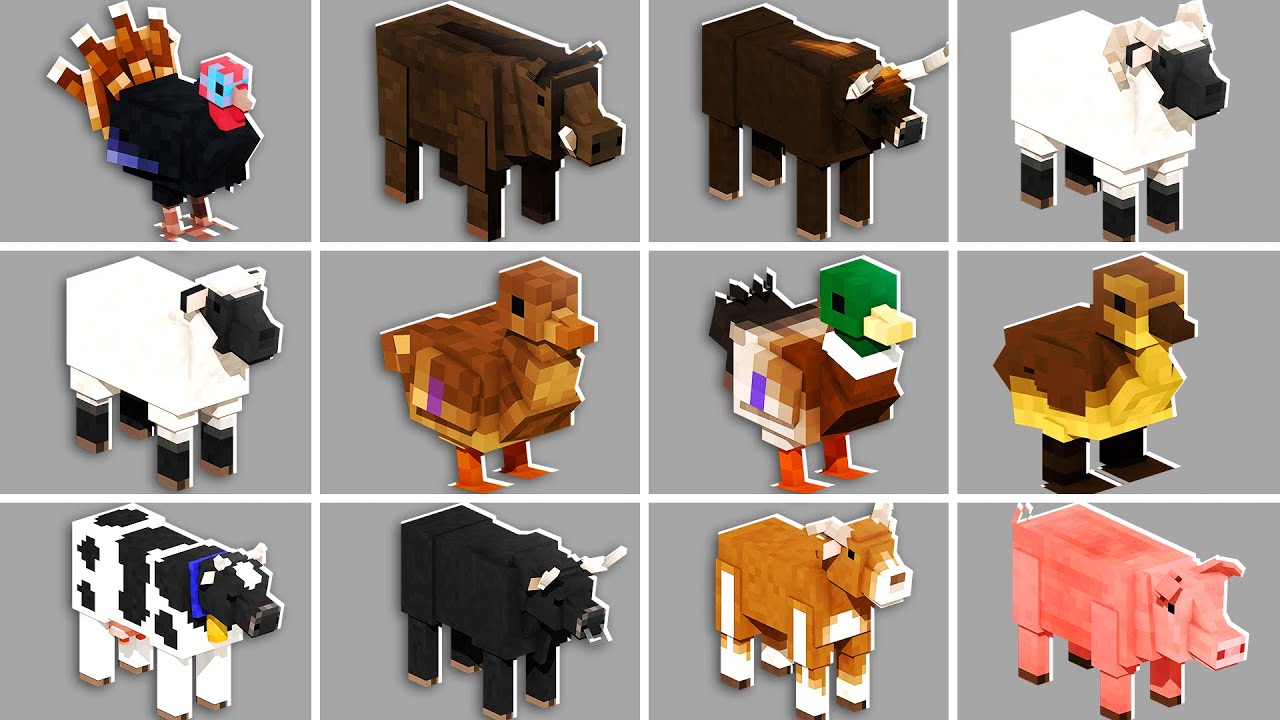 TODOS OS ANIMAIS DE FAZENDA ADICIONADOS NO MINECRAFT !! WILD FARM CRAFT ...