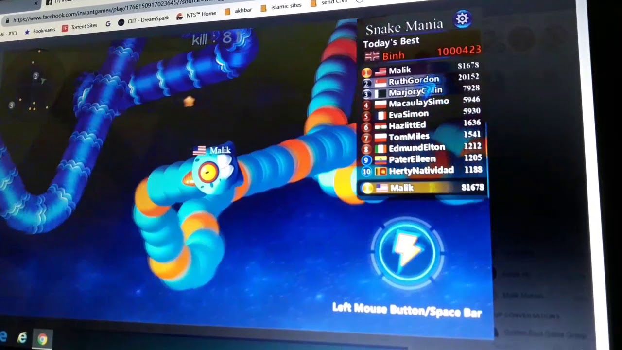 Snake mania online game - highest score on snake mania - YouTube