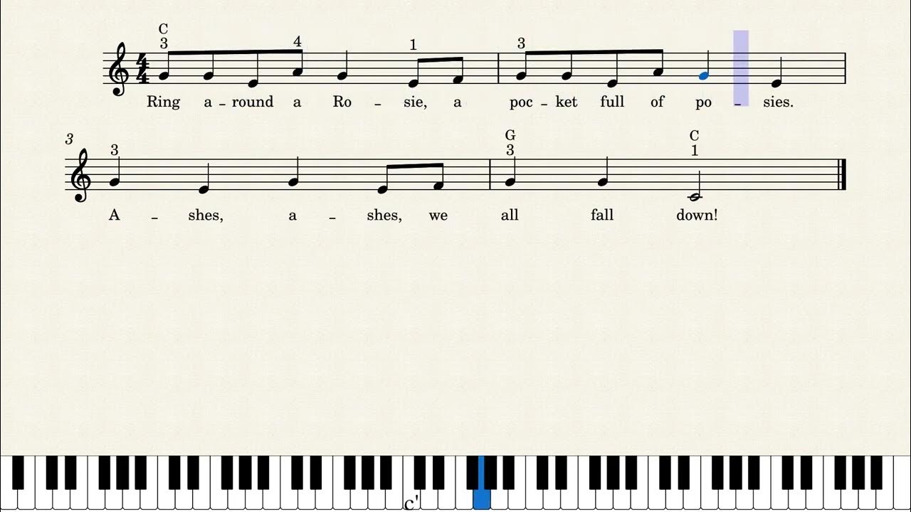 Easy Piano Tutorial: How to Play Ring Around a Rosie, Notes + Lyrics ...