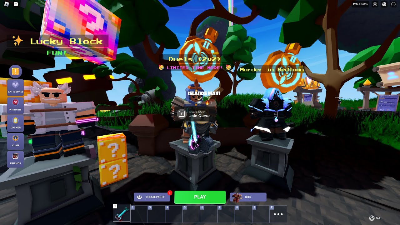Playing Roblox Bedwars In 2v2 Duels Youtube